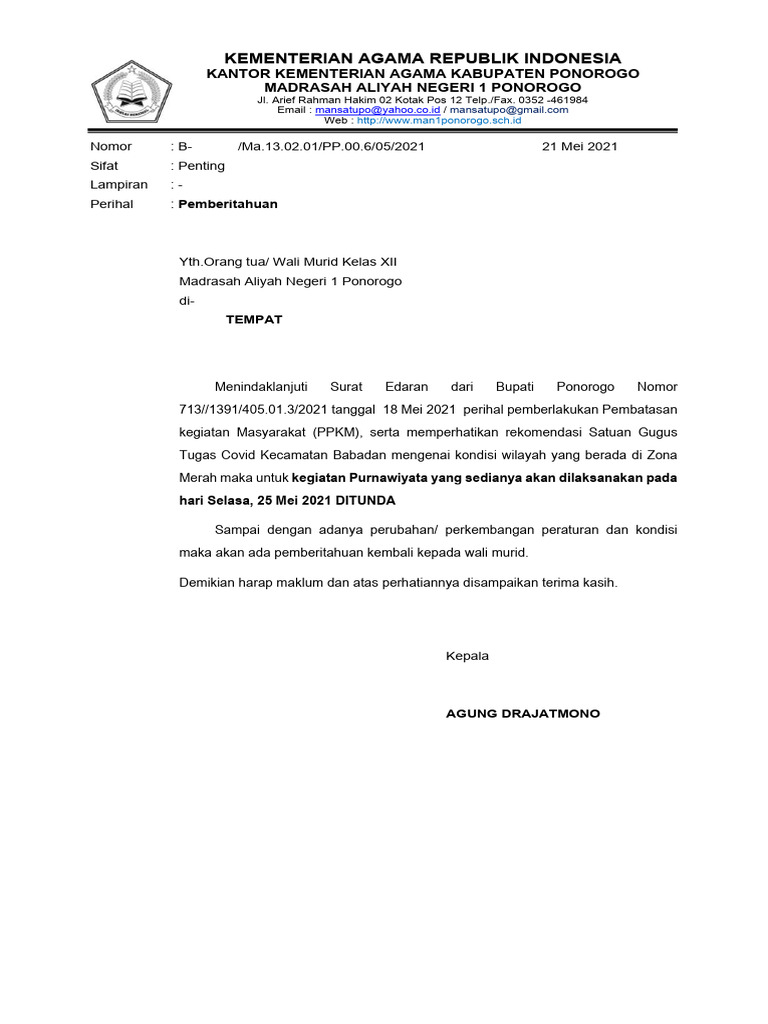 Surat Edaran Di Tunda | PDF