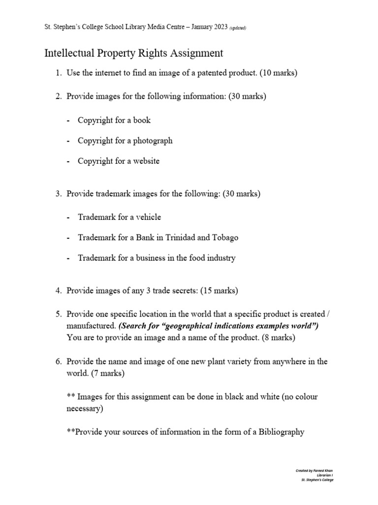 Intellectual Property Rights Assignment 2023 | PDF