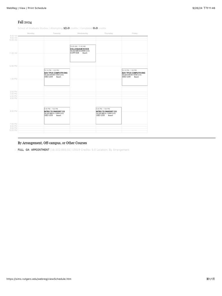 Class Schedule | PDF