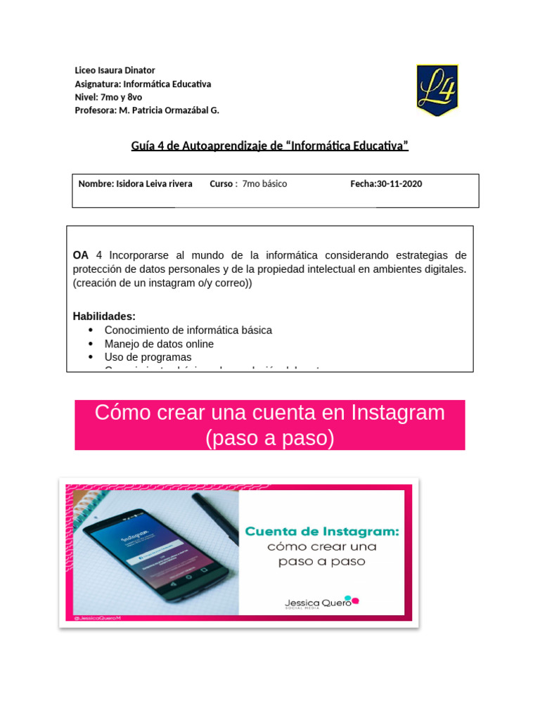 Guia 4 Aprendizaje Informat 7 Â°y 8 Â°mo L4 | PDF | Facebook | Servicio ...