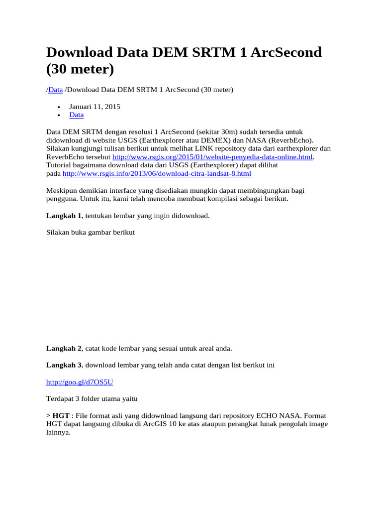 DEM SRTM 30m @gistutorial Download | PDF
