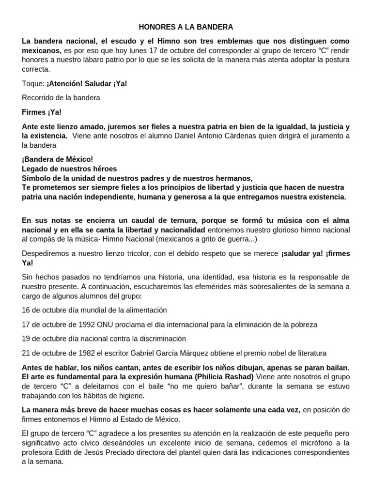 Honores A La Bandera | PDF | México