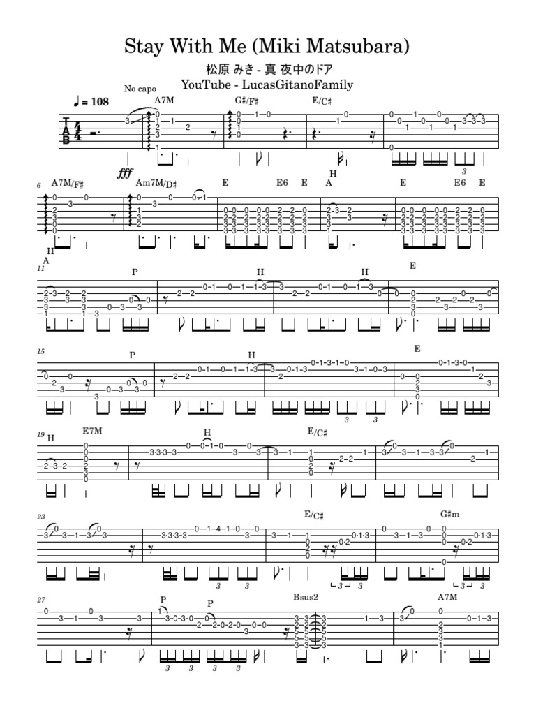 Stay With Me: Miki Matsubara Chords | PDF