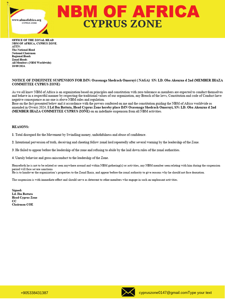 Notice of Indefinite Suspension | PDF