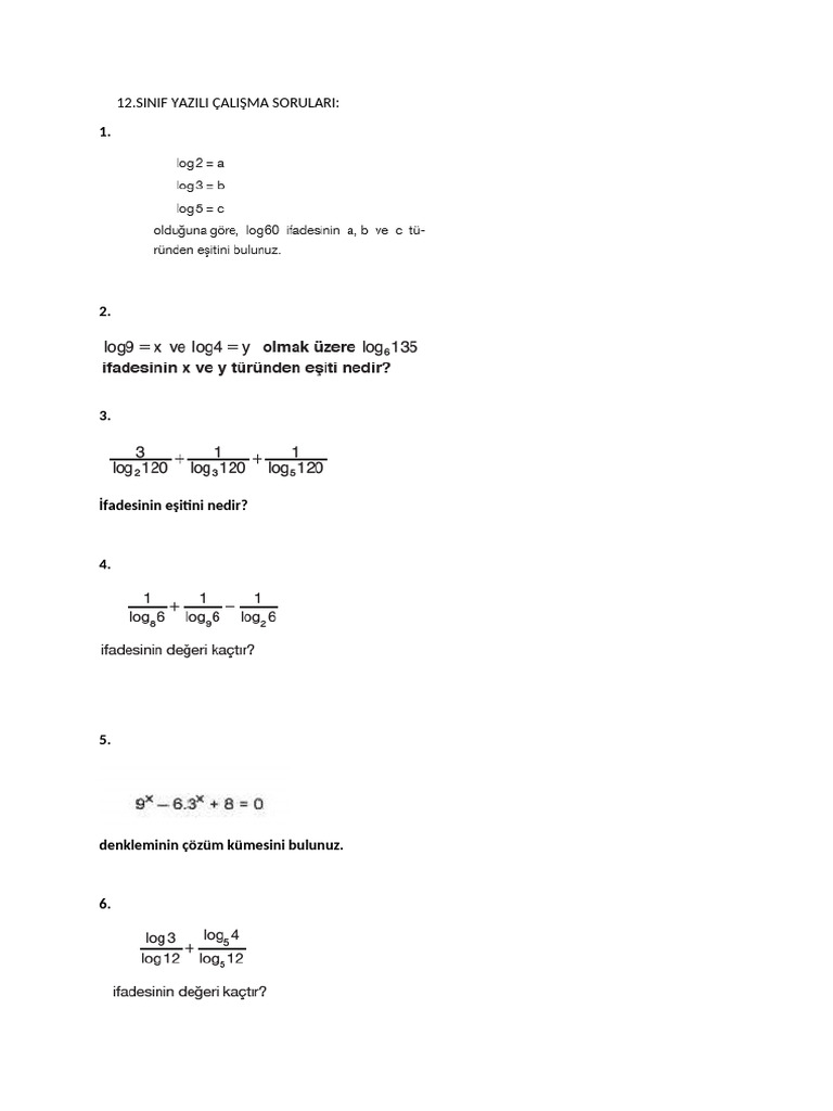 Sinif Yazili Calisma Sorulari 2 | PDF