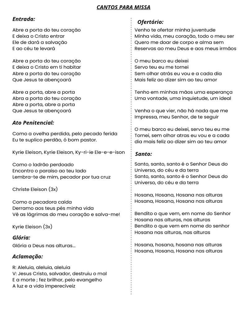 Cantos para Missa - 20241026 - 160235 - 0000 | PDF | Pecado | Santo