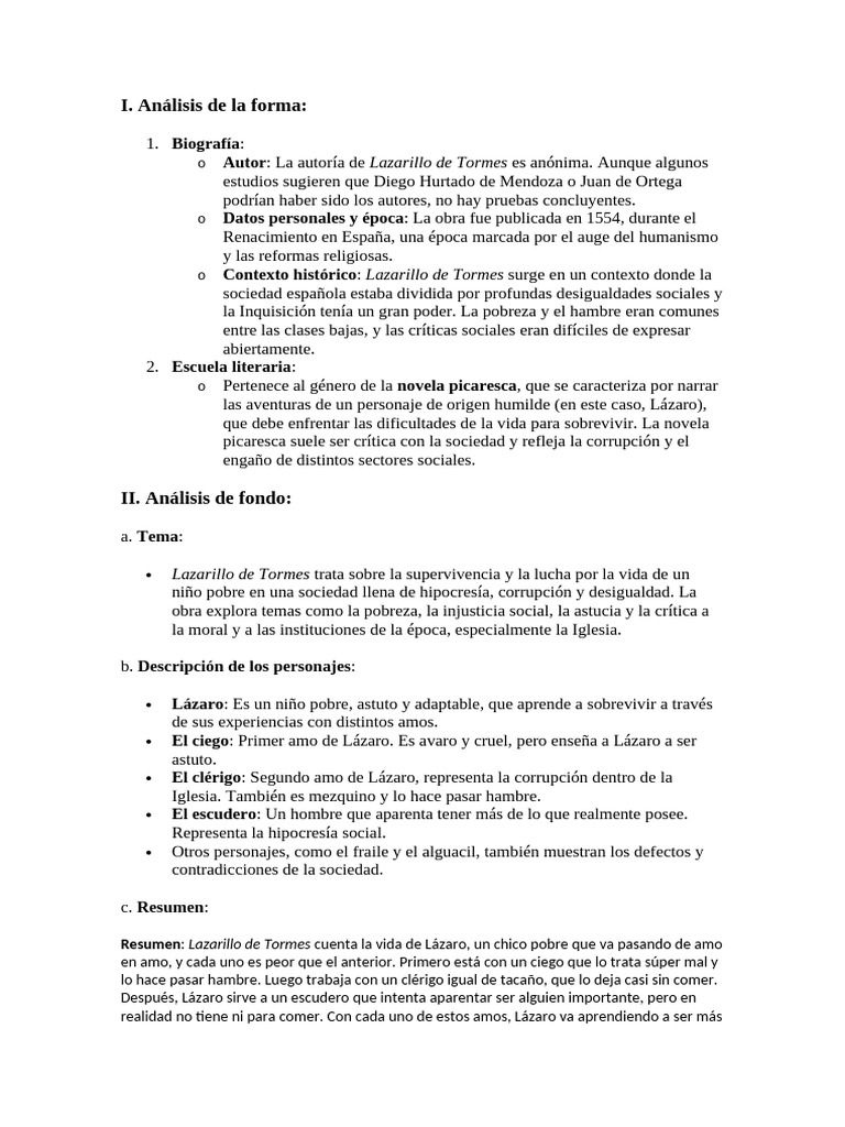 Lazarillo de Tormes | PDF