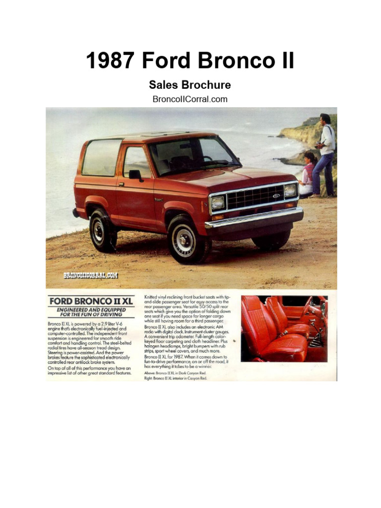 1987 Ford Bronco II Sales Brochure | PDF