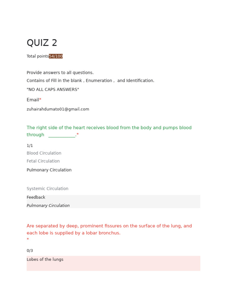 Circulatory System Quiz | PDF | Heart | Heart Valve