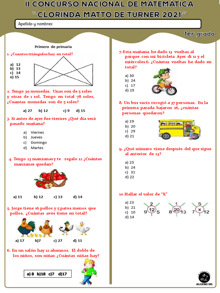 1er Grado Matemática | PDF
