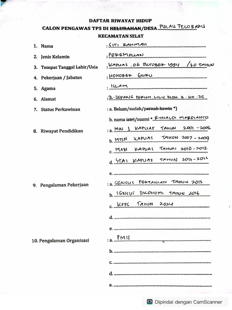 Riwayat Hidup Ptps | PDF