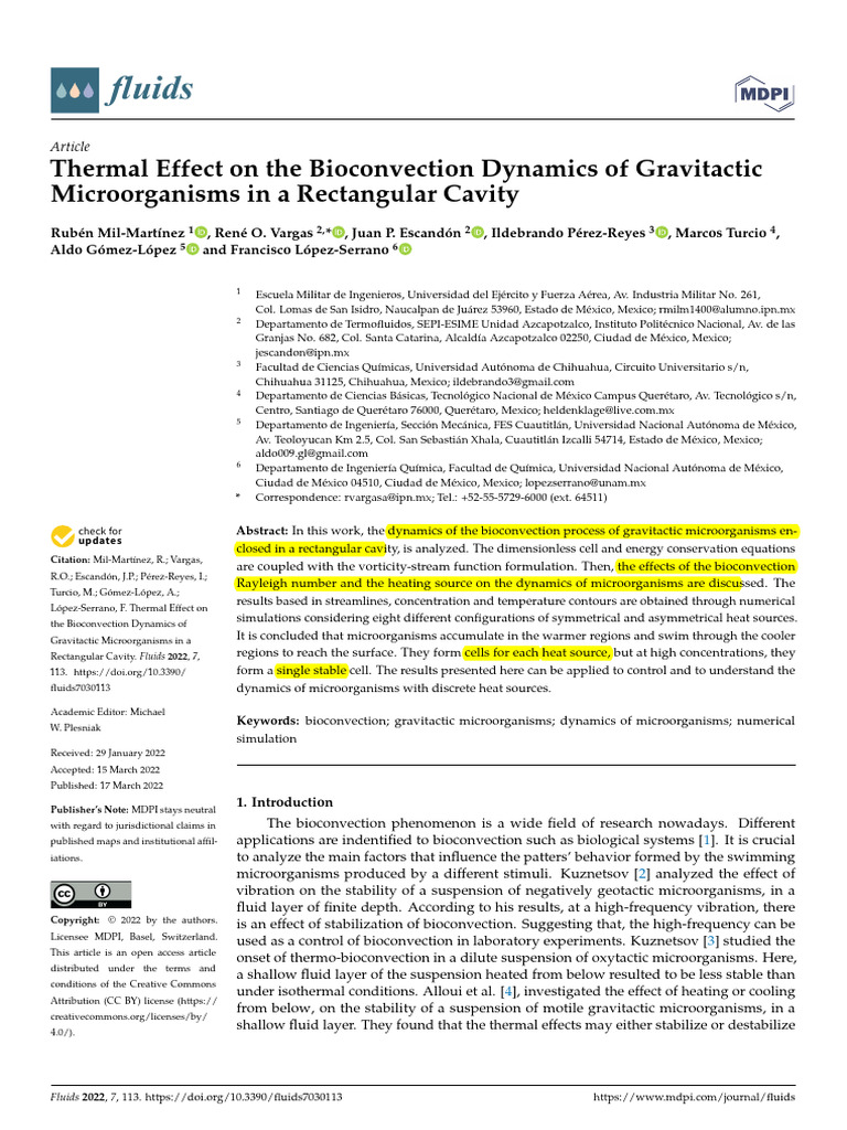2022 - Thermal Effect On The Bioconvection Dynamics of Gravitactic ...