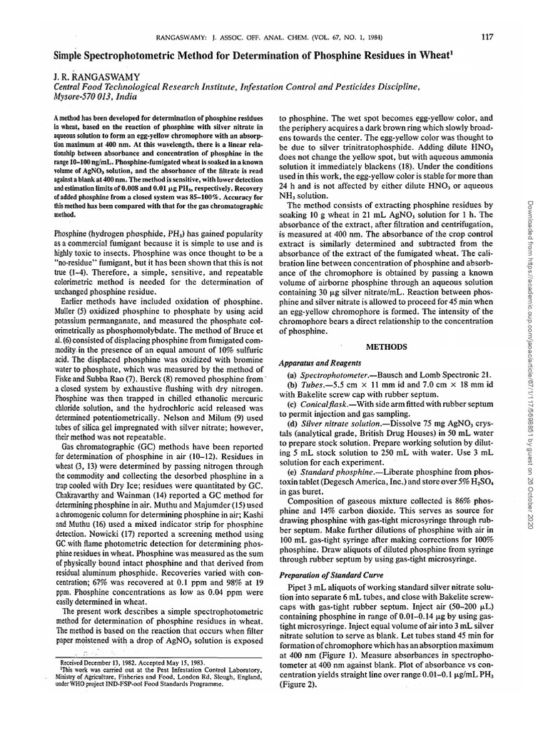 Spectrophotometry Phosphine | PDF | Gas Chromatography