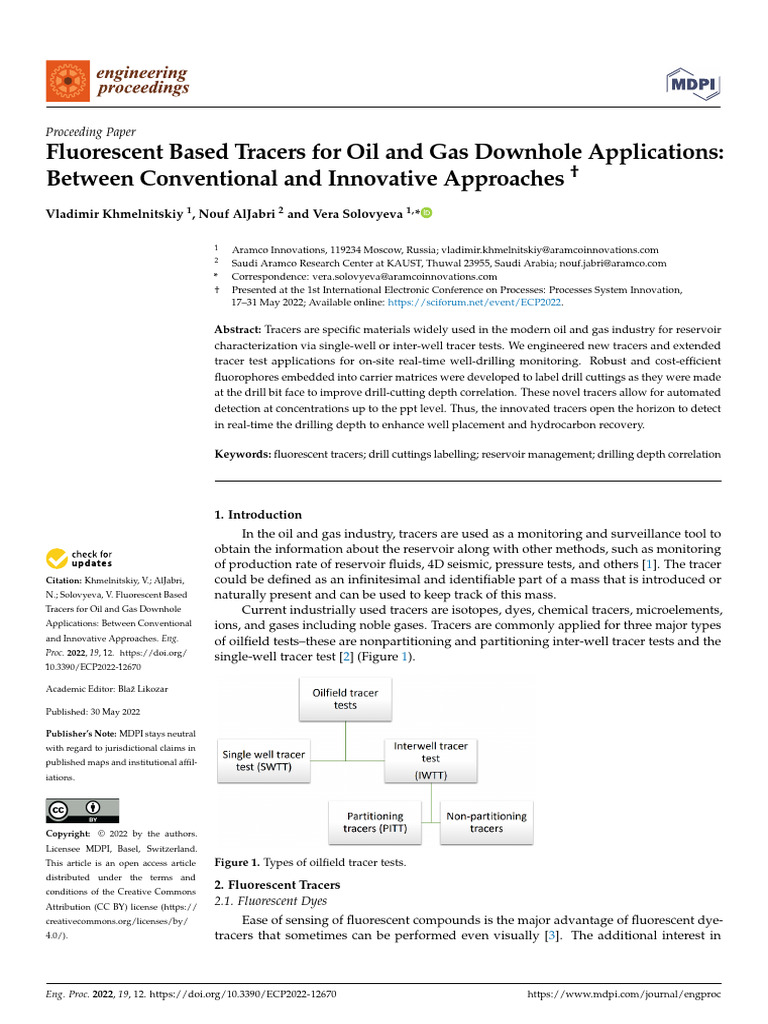 Fluorescent Based Tracers For Oil and Gas Downhole Applications | PDF ...