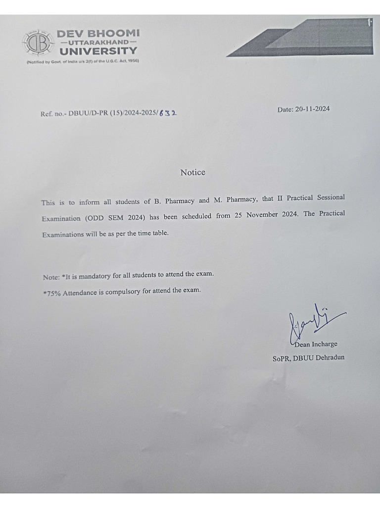 Notice, II Practical Sess Exam | PDF