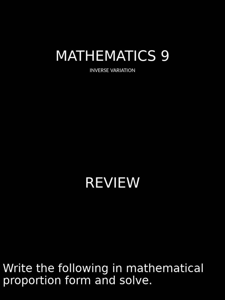 MATHEMATICS 9 Q2-W1 - Inverse Variation | PDF | Mathematics