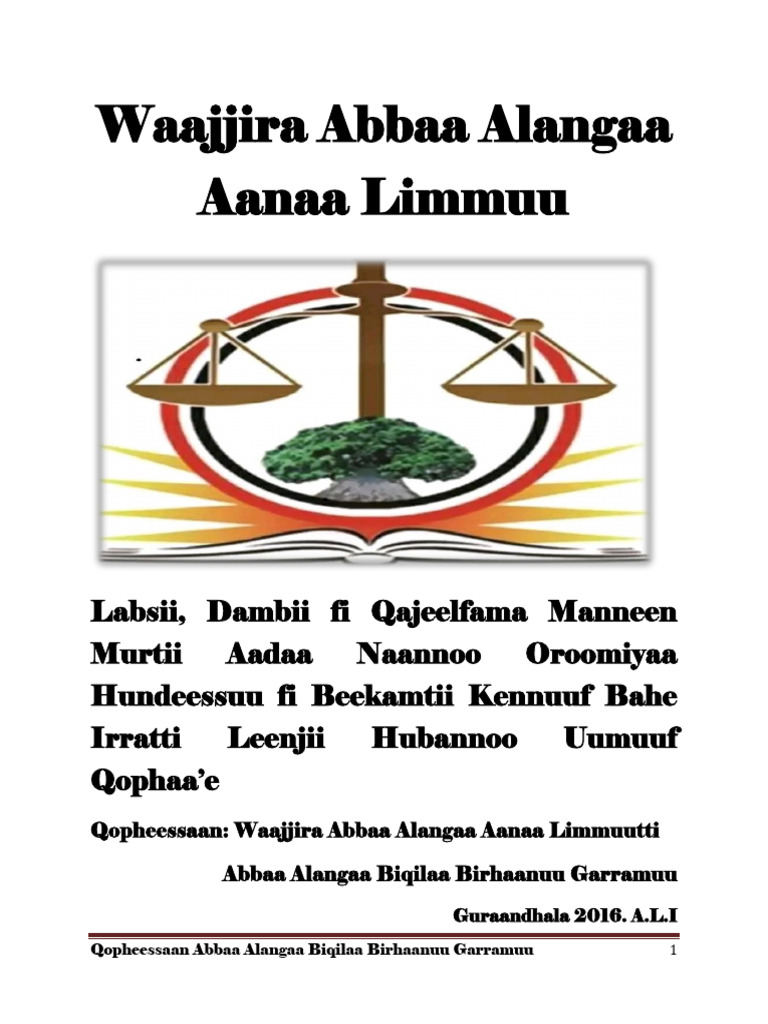 Mana Murtii Aadaa Irratti Hubannoo Seeraa by Bikila Birhanu | PDF
