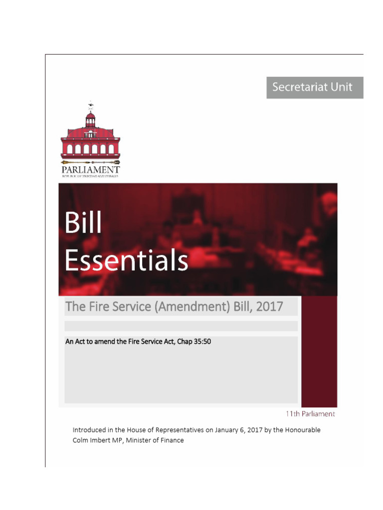 Fire Service Amendment Bill 2017 Overview | PDF | Bill (Law) | Government