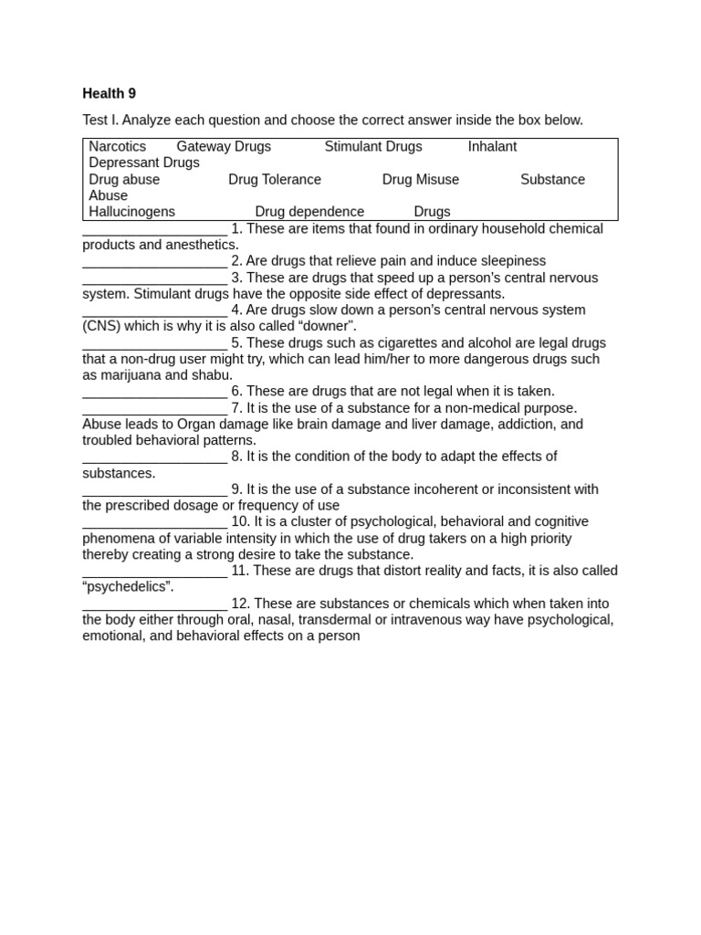 Health 9 - Health - Unit - Test - 2ndquarter | PDF | Self-Improvement