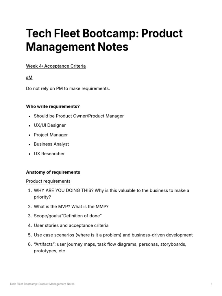 tech Fleet Bootcamp Product Management Notes | PDF | Use Case