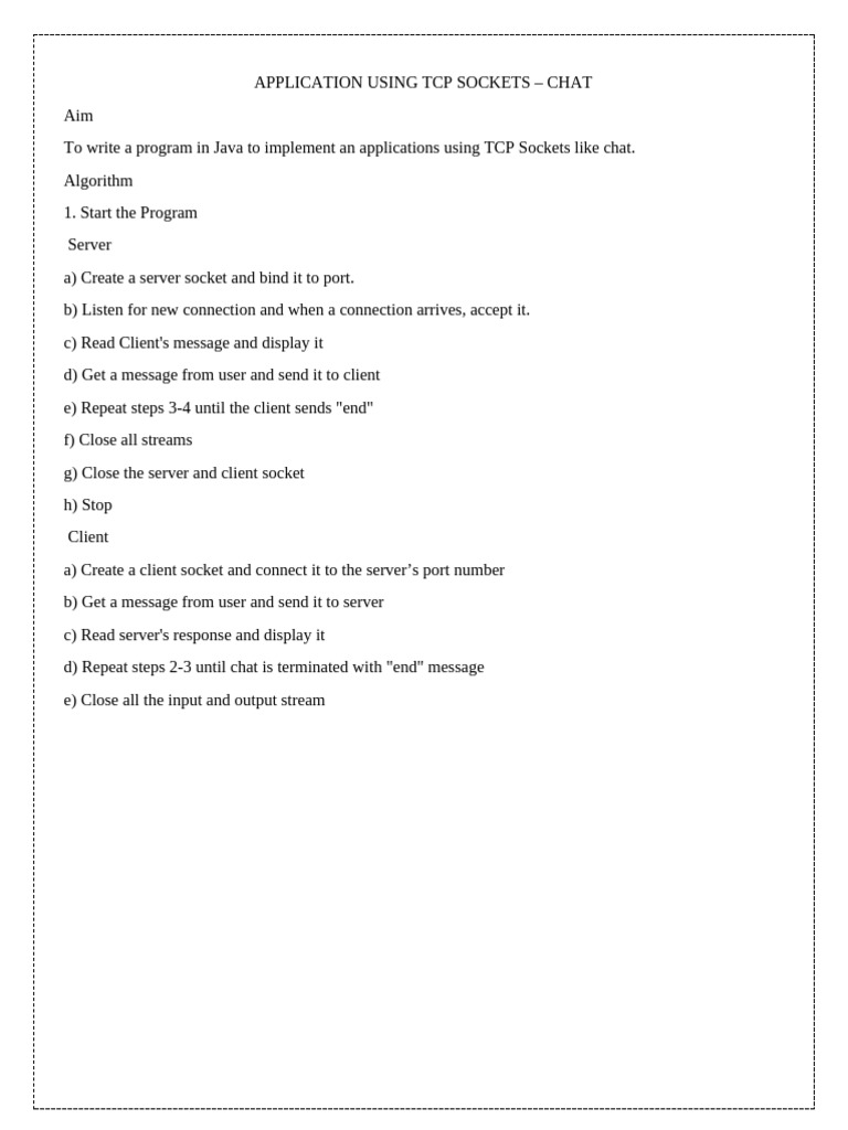 Application Using TCP Sockets | PDF | Transmission Control Protocol ...