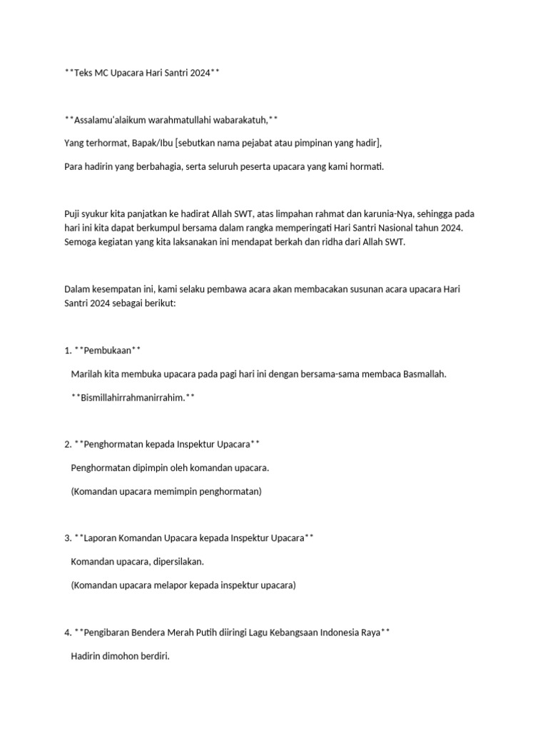 Teks MC Upacara | PDF | Perjalanan | Kajian Bahasa Asing