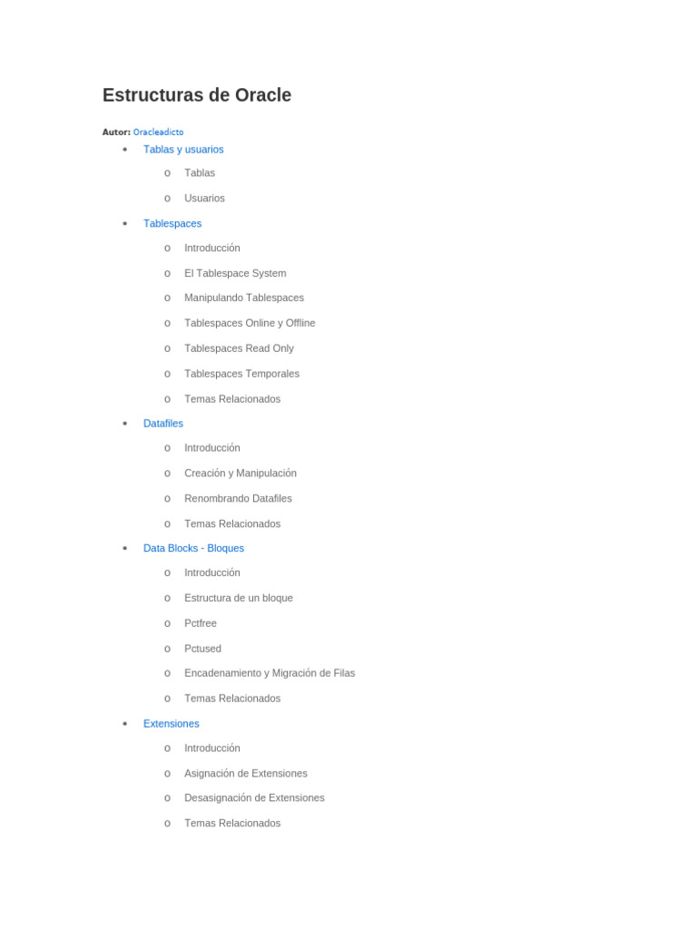 Guía de Estructuras en Oracle | PDF | Bases de datos | Apoyo