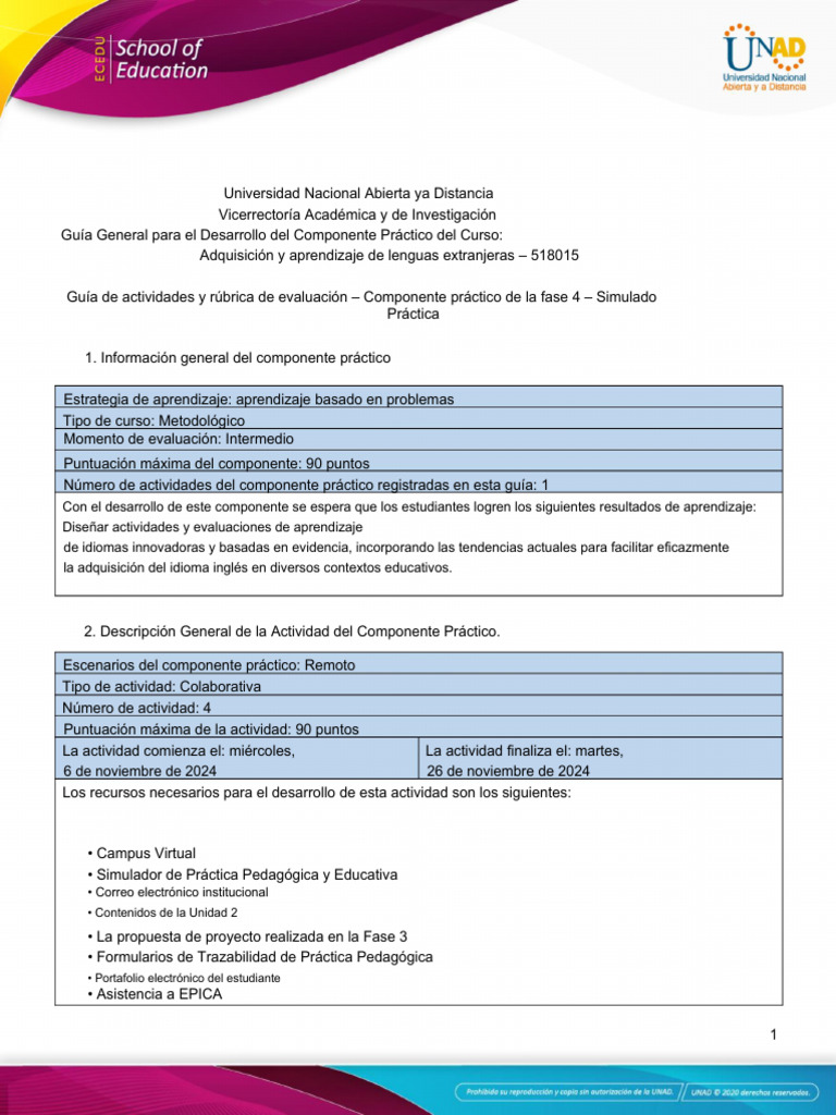 Activity Guide For The Development of The Practical Component and Evaluation Rubric - Unit 2 ...
