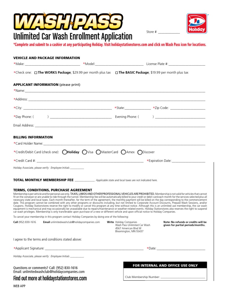 Wash Pass Application | PDF | Debit Card | Cheque