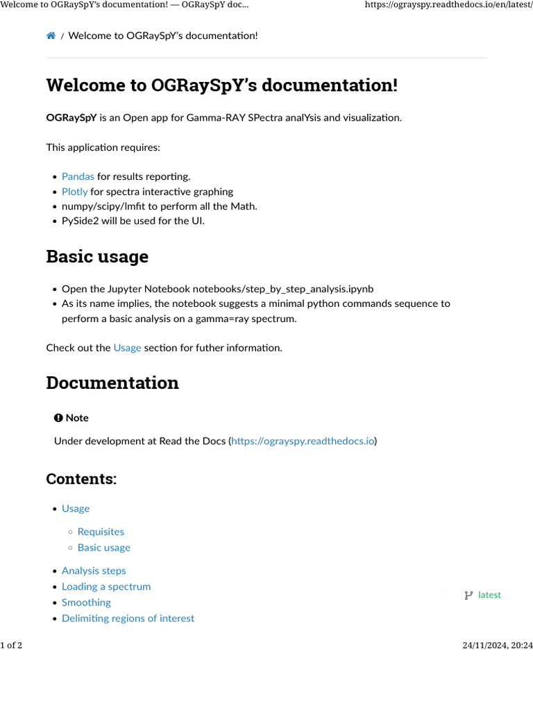 Ograyspy Gamma Ray Software User Manual | PDF