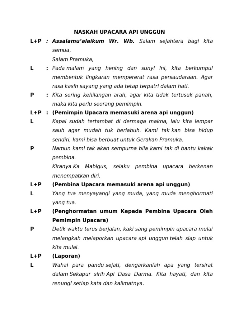 Naskah Upacara Api Unggun | PDF