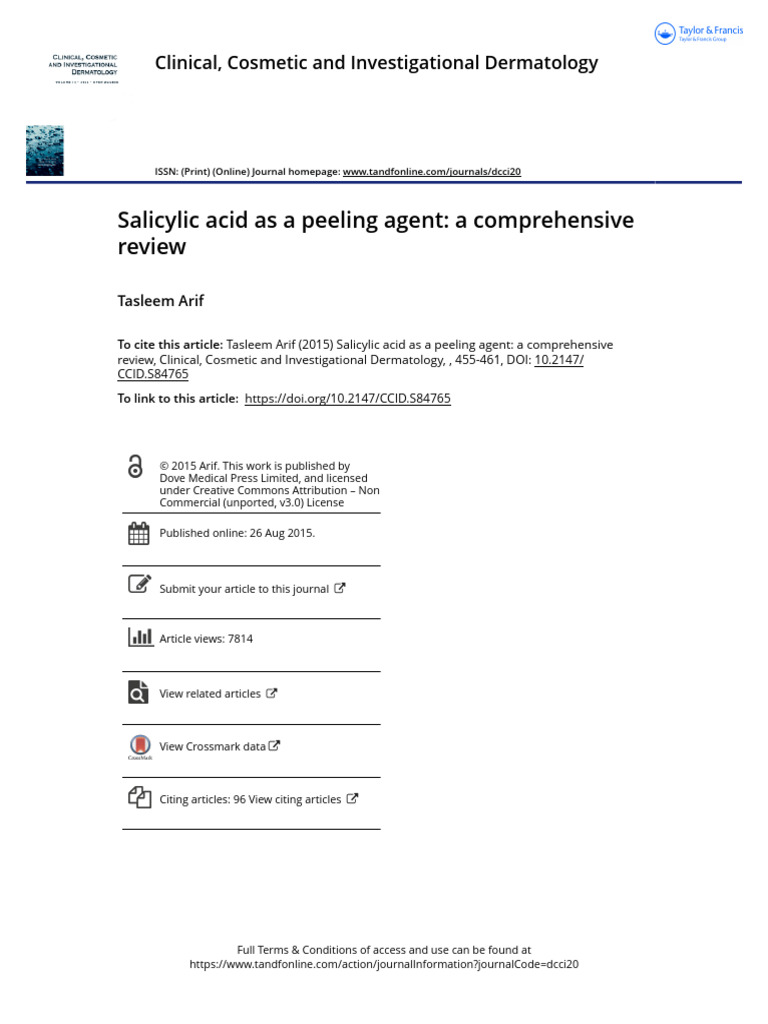 Salicylic Acid As A Peeling Agent A Comprehensive Review | PDF ...