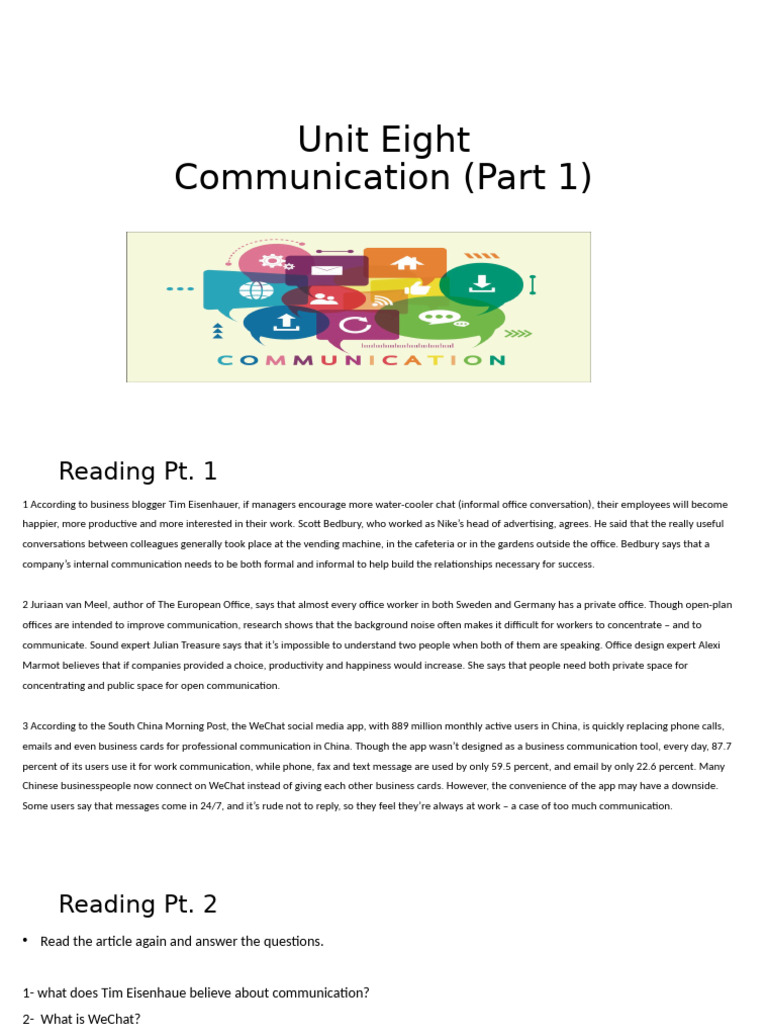 Communication Part 1 | PDF | Verb | Linguistics