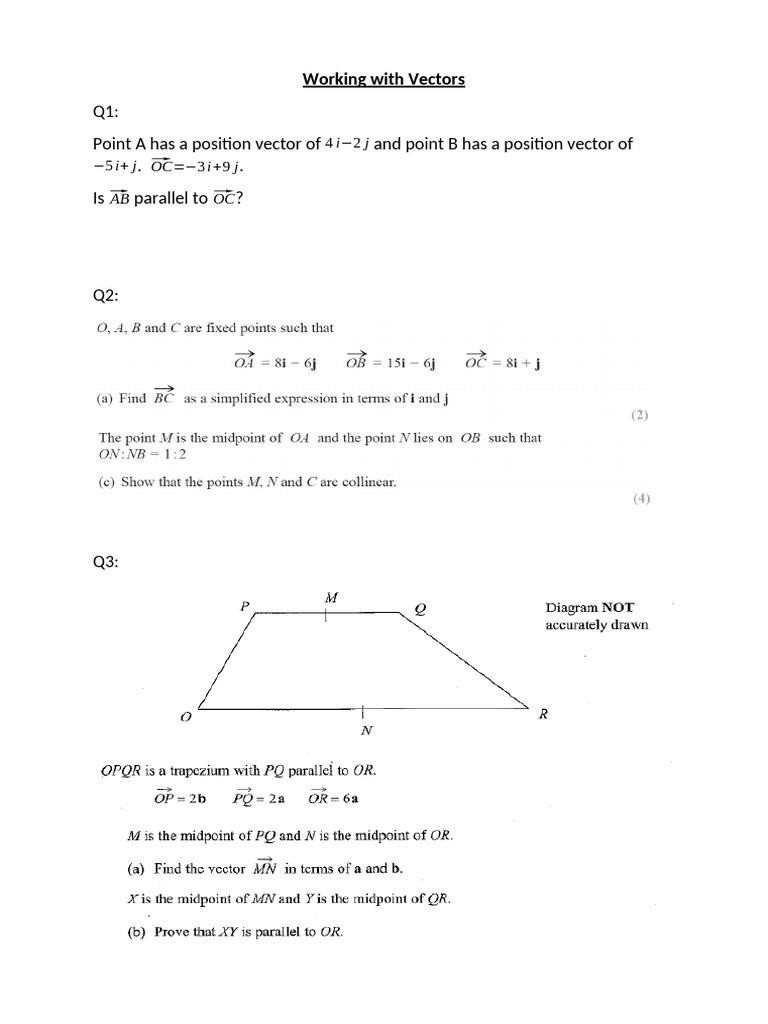Q1: Point A Has A Position Vector of and Point B Has A Position Vector ...