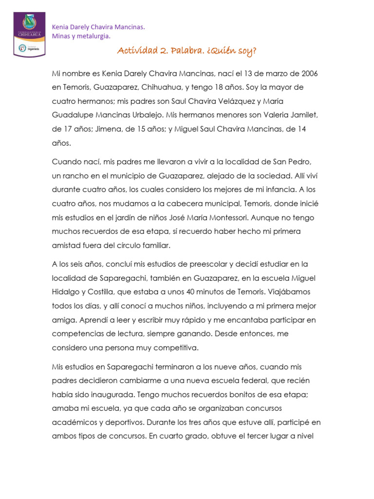 Actividad 2 Quien Soy | PDF | Escuelas | Educación Secundaria