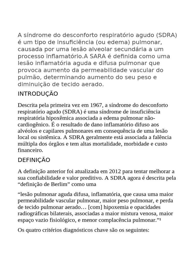 A Síndrome Do Desconforto Respiratório Agudo AULA 1 | PDF | Inflamação ...
