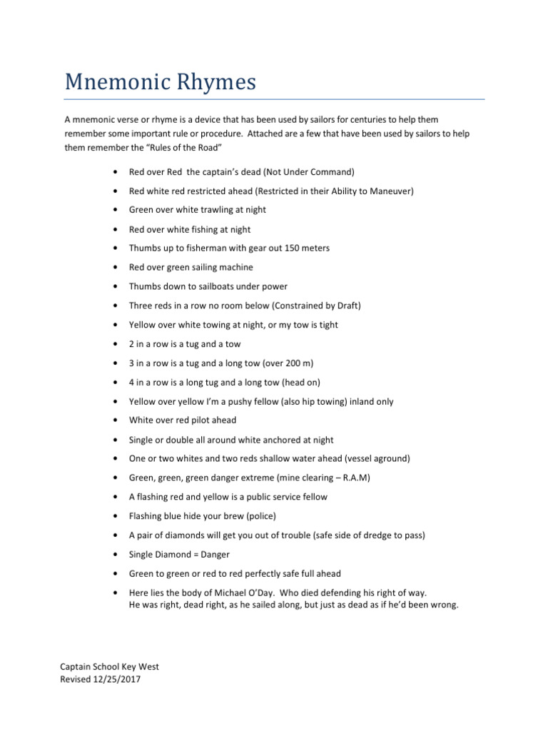 Mnemonic Rhymes | PDF | History