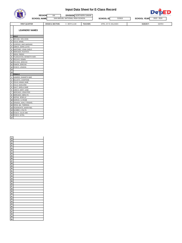 Grade 9 - Beryllium 1 ST Quarter | PDF