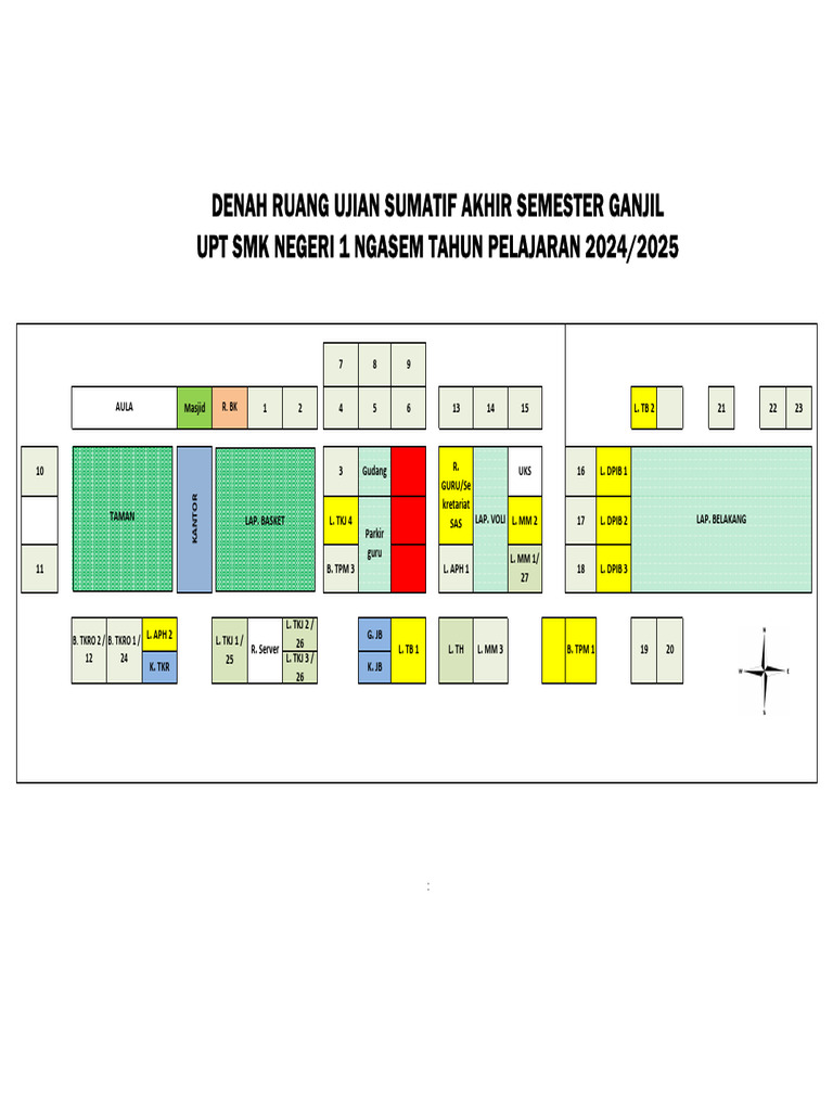 Denah Ruang Ujian - Revisi | PDF
