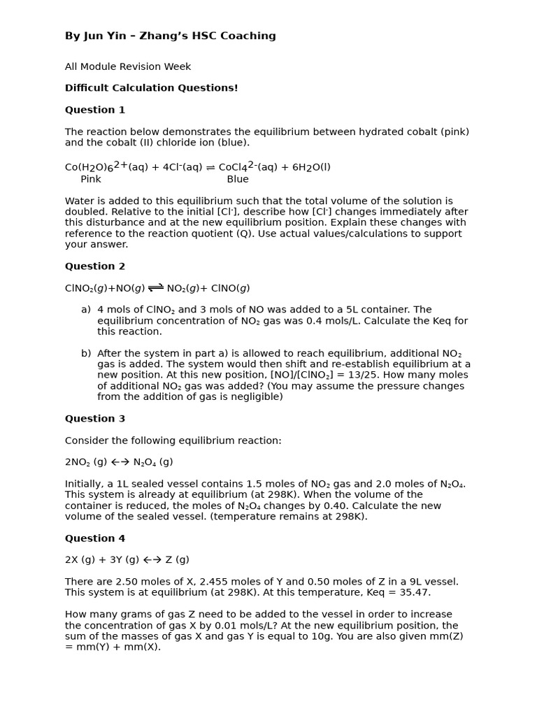 Difficult Calculation Questions | PDF | Acid | Ph