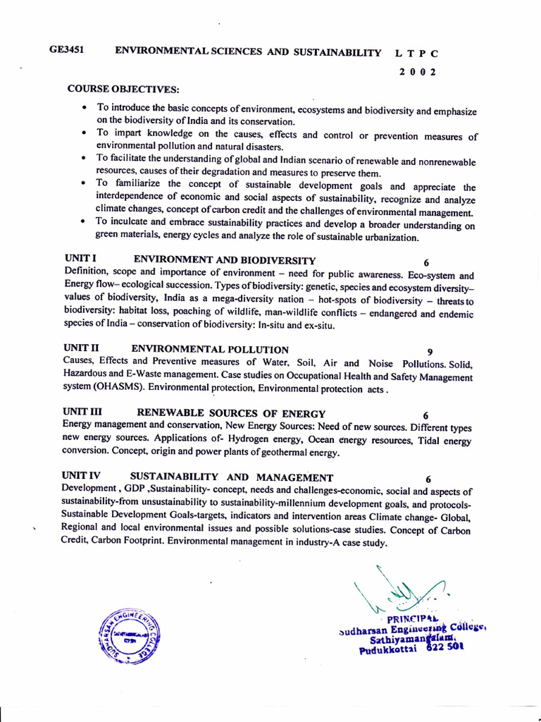 GE3451-Environmental Sciences and Sustainability | PDF | Sustainability ...