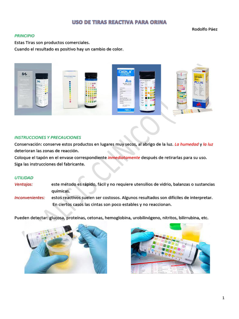 Uso de Tiras Reactiva para Orina | PDF
