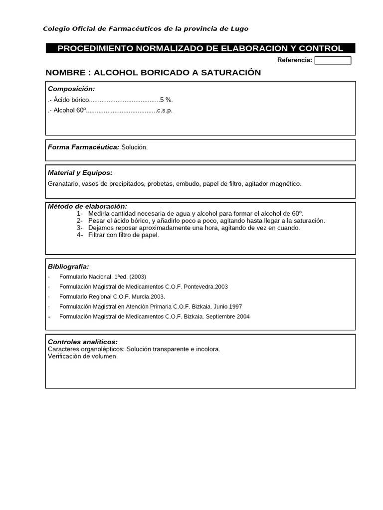PNT Alcohol Boricado A Saturac | PDF | Sustancias químicas | Compuestos químicos