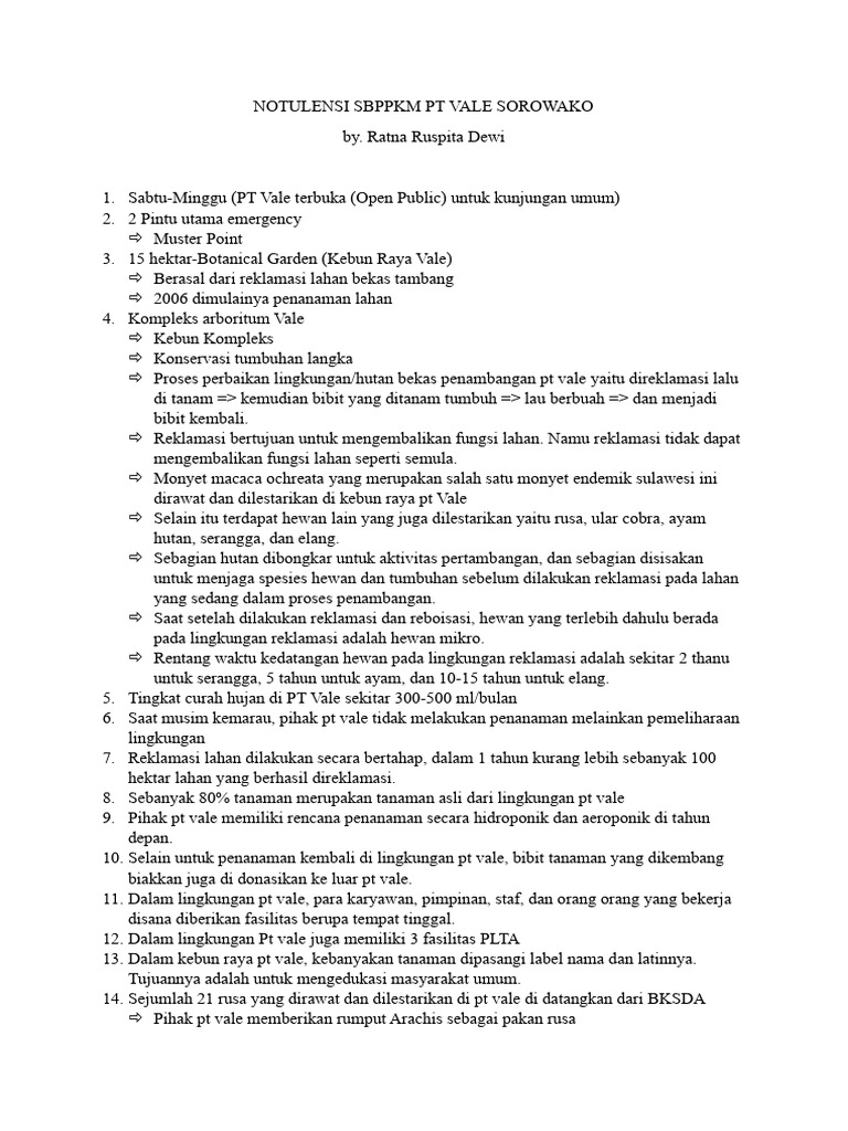 Catatan Notulen PT - Vale | PDF