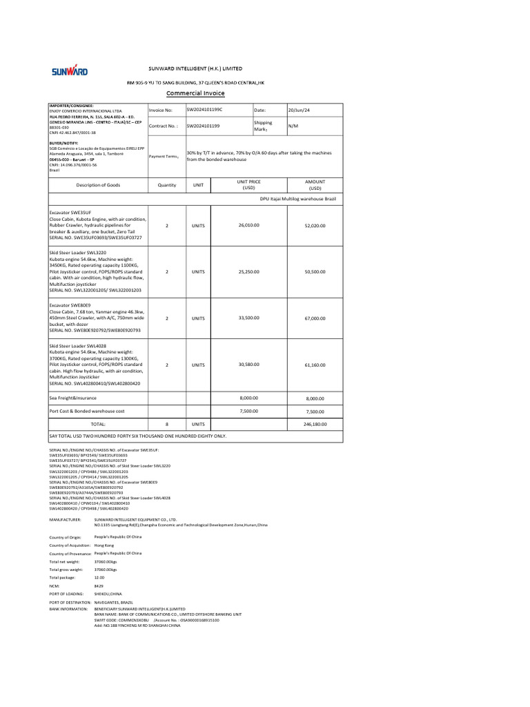 Invoice Pdf Construction Equipment