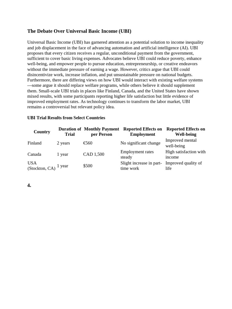 The Debate Over Universal Basic Income | PDF