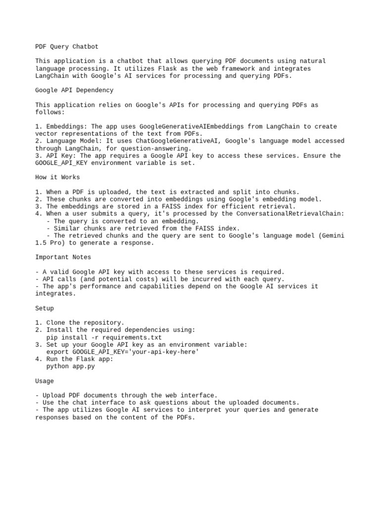PDF Query Chatbot Description | PDF