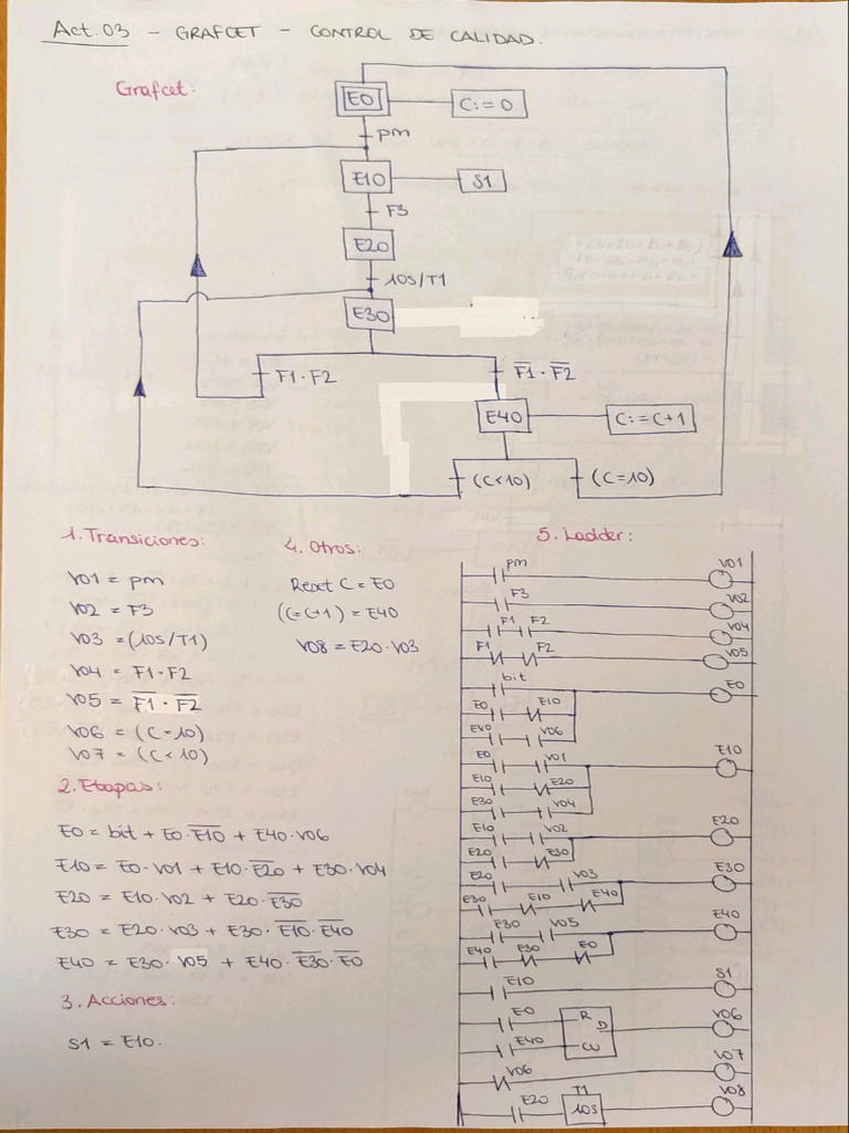 Act.03 - Grafcet - Control de Calidad | PDF