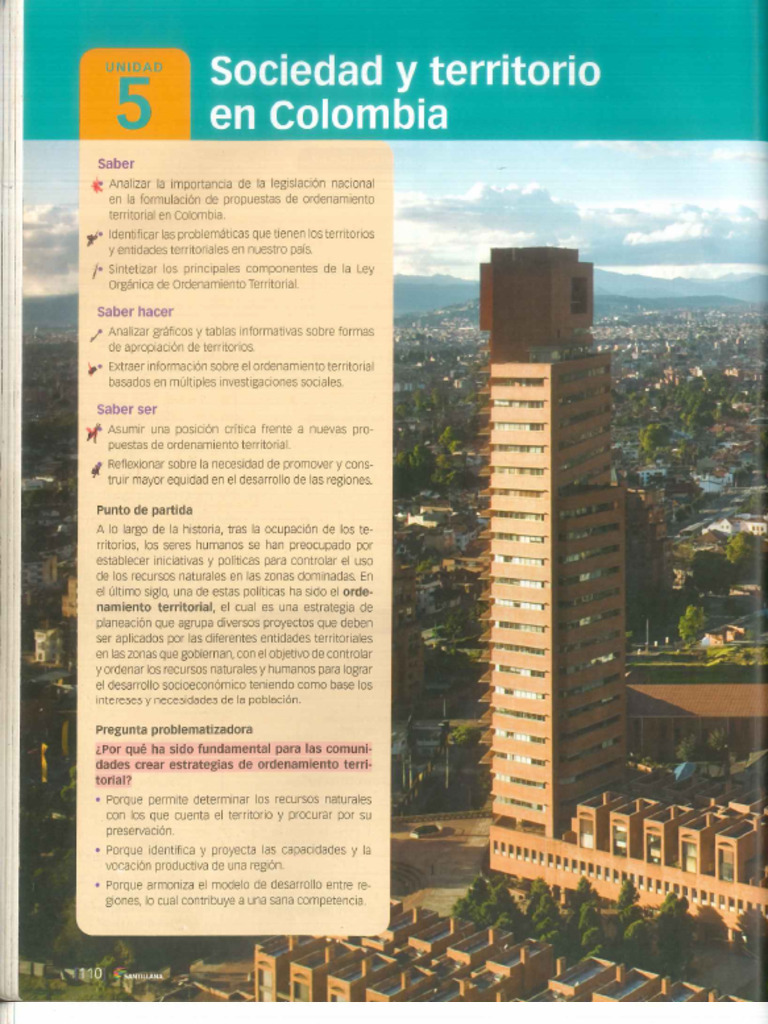 Unidad 5 Sociales 10 Sociedad y Territorio en Colombia | PDF