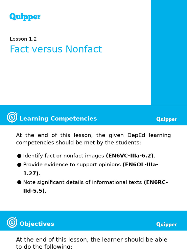 Distinguishing Fact from Nonfact | PDF | Essays | Learning